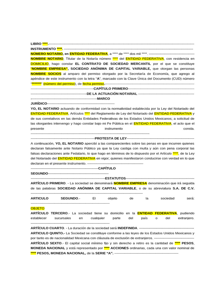 Proyecto Acta Ejemplo | PDF | Sociedad de responsabilidad limitada