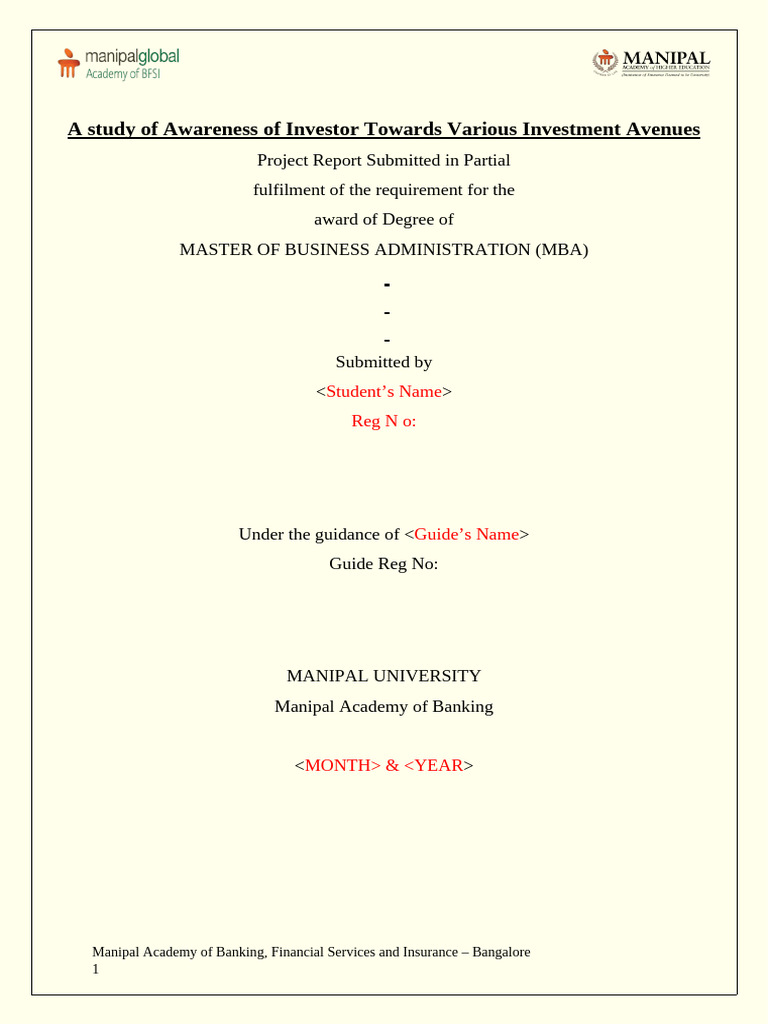 01 Project Front Pages | PDF
