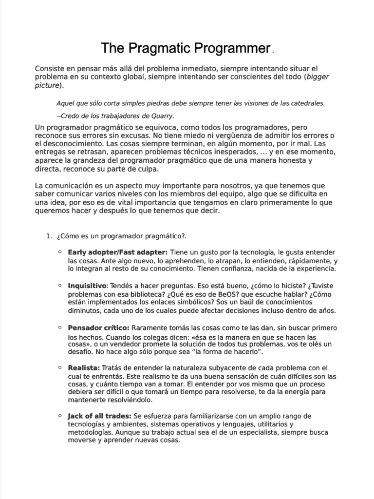 PDF Programador Pragmatico - Compress | PDF | Ingeniería de software