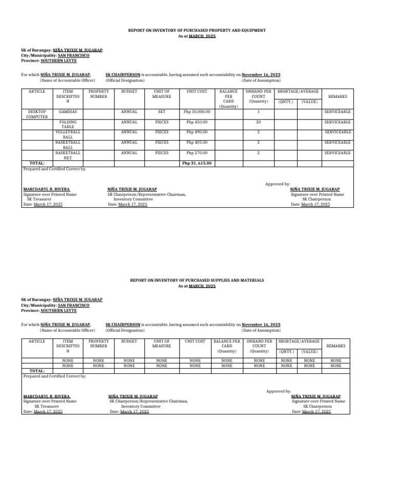 Report On Inventory of Purchased 2025 (Autorecovered) | PDF | Inventory ...