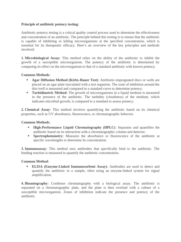 Antibiotic potency testing is a critical quality control process used ...