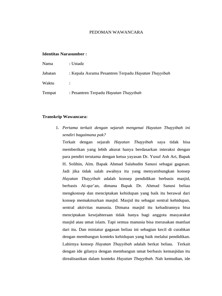 Transkrip Wawancara 4-Kepala Asrama | PDF