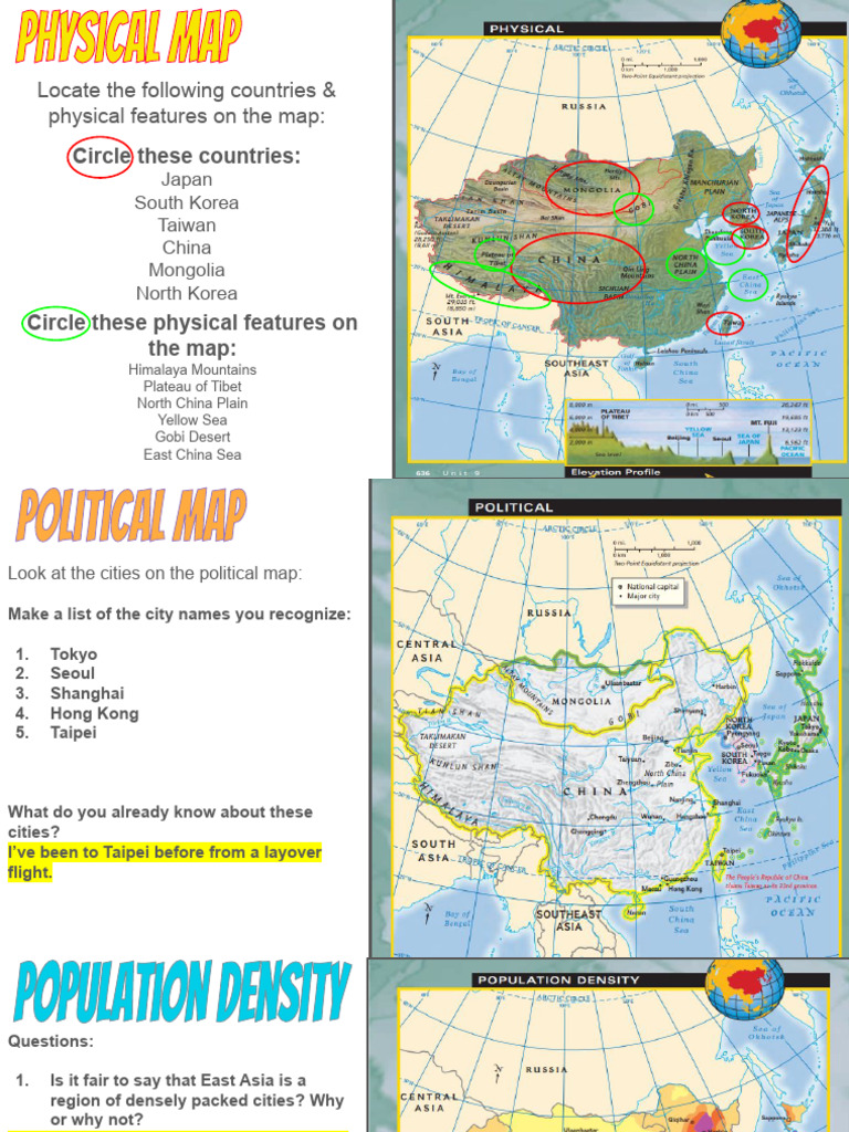 Explore-East Asia Map Study Activity | PDF