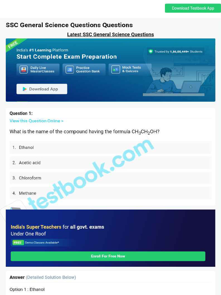 SSC General Science Questions 637ef495f1507ae12da859df | PDF
