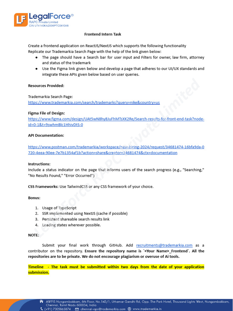 Frontend Intern Task - India | PDF