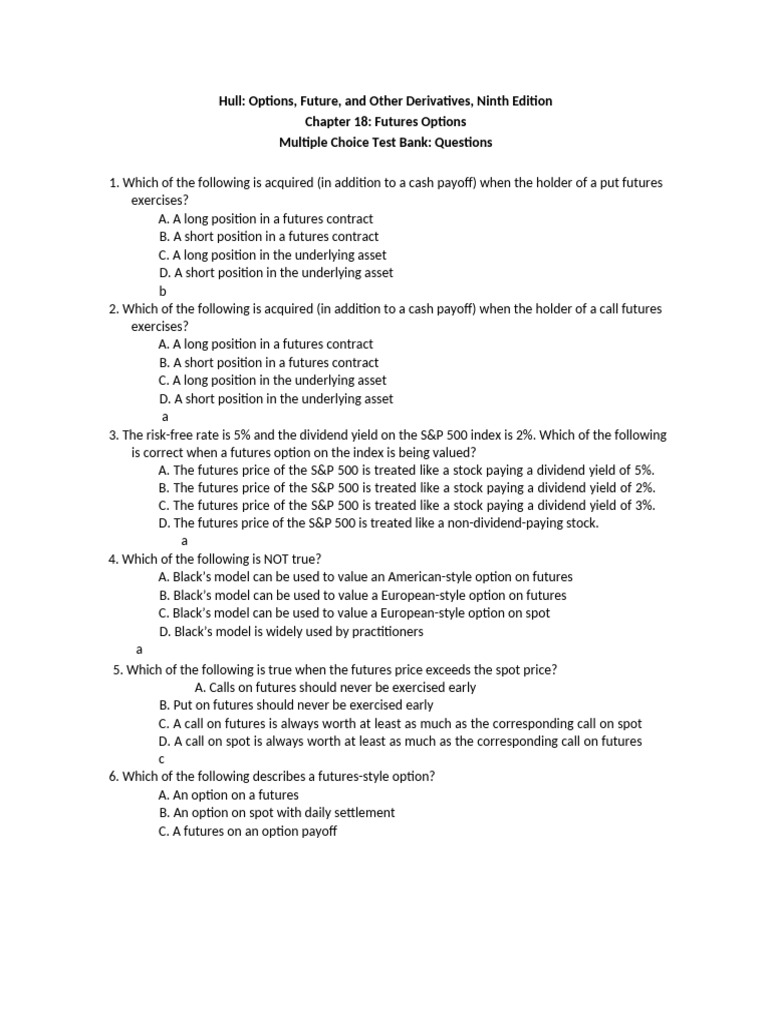 TB - Chapter 10 - Futures Options | PDF | Option (Finance) | Futures ...