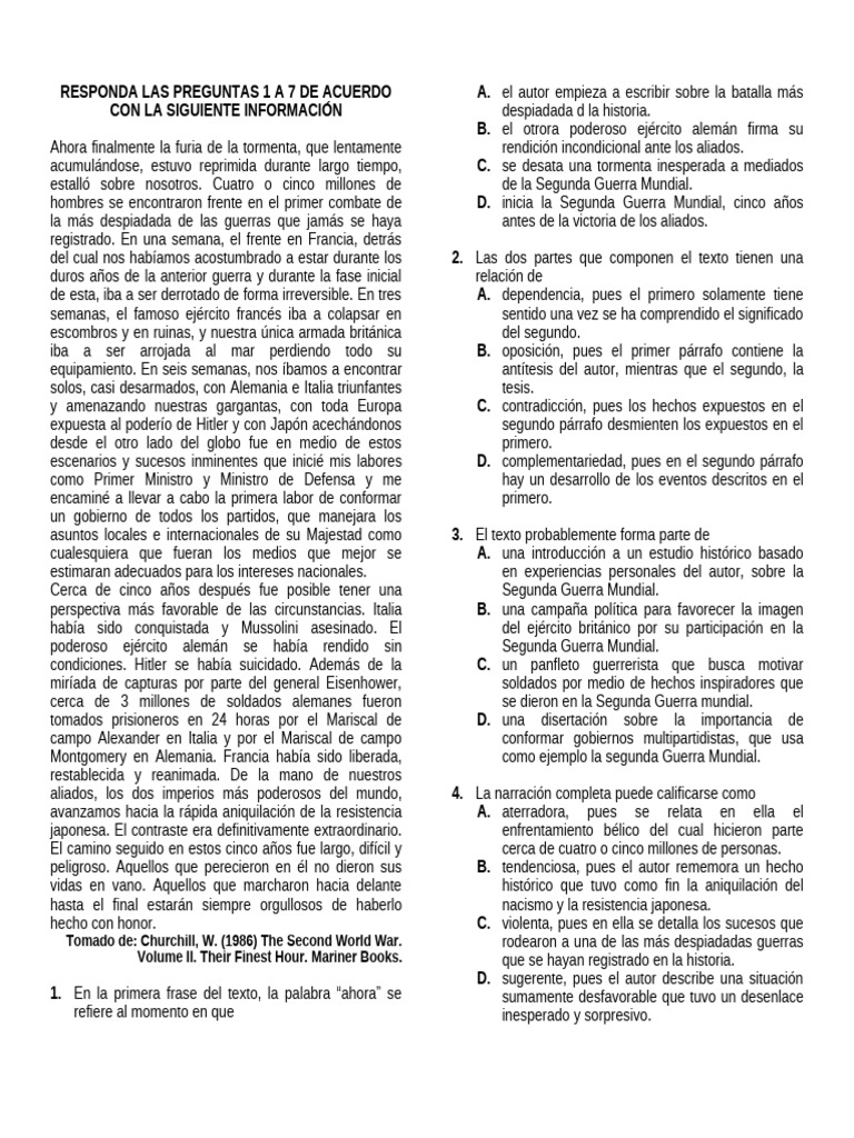 Taller Icfes 2 | PDF | Segunda Guerra Mundial | Aliados de la Segunda Guerra Mundial