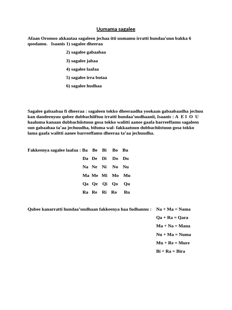Uumama Sagalee 1ffaa | PDF