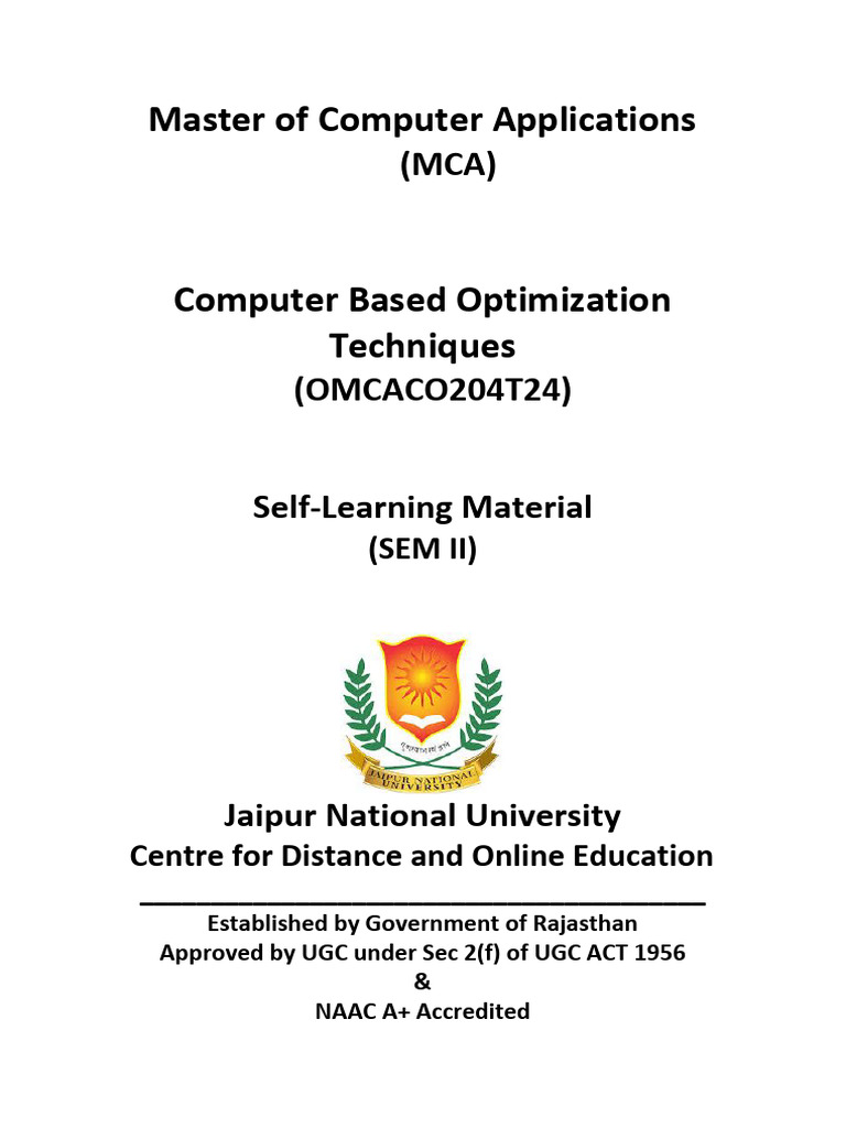 MCA Computer Based Optimization O | PDF | Mathematical Optimization ...