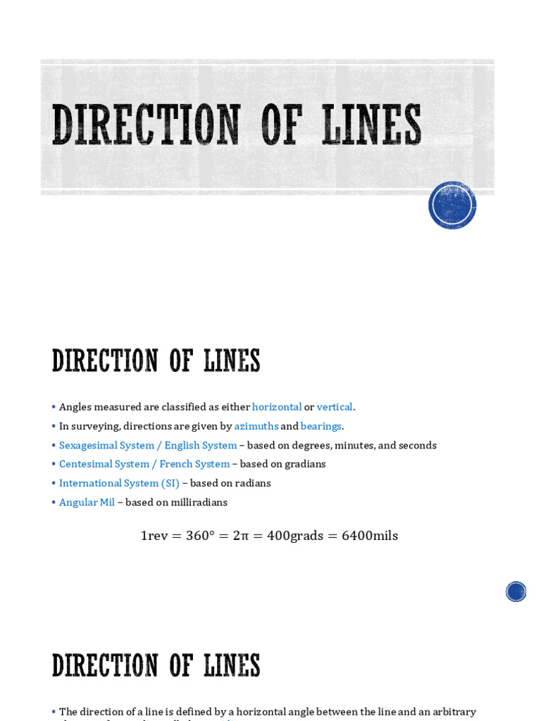 Lec9 - Direction - of - Lines | PDF | Angle | Compass