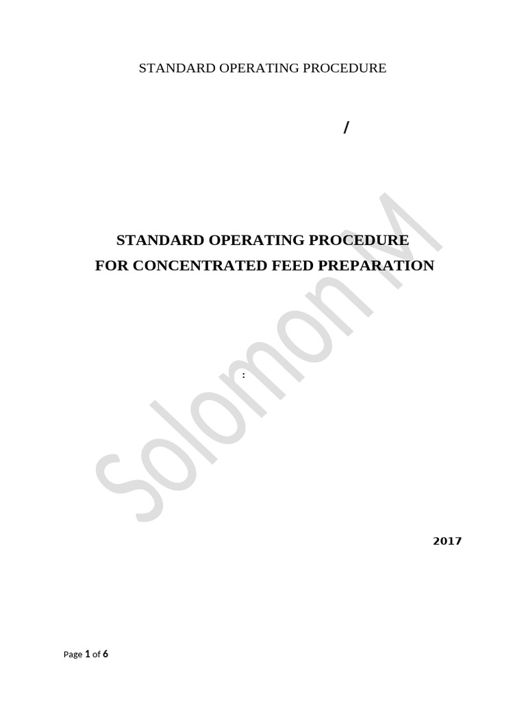 SOP For Concentrated Feed For Dairy Farm Amharic | PDF