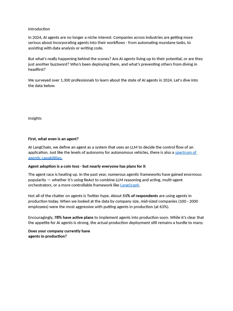 LangChain State of AI Agents | PDF | Artificial Intelligence | Intelligence (AI) & Semantics