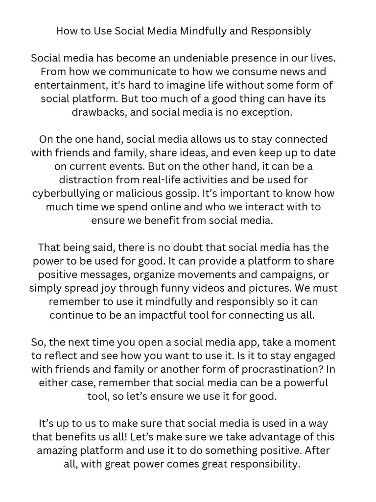 How To Use Social Media Responsily | PDF