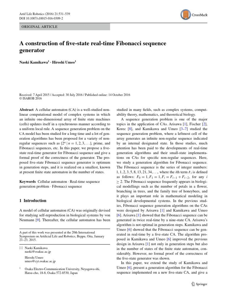 KAMIKAWA_UMEO__A Construction of Five State Real Time Fibonacci Sequence Generator | PDF ...