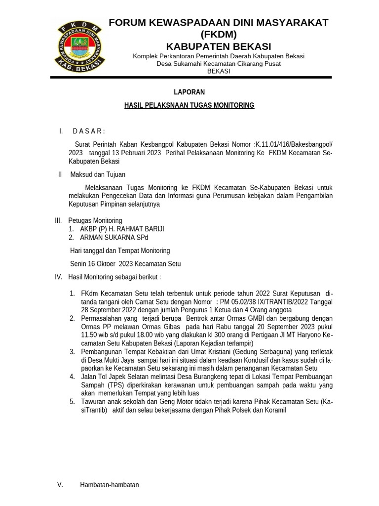 LAPORAN HASIL MONITORING 2023 TERBARU BLM Selesai | PDF