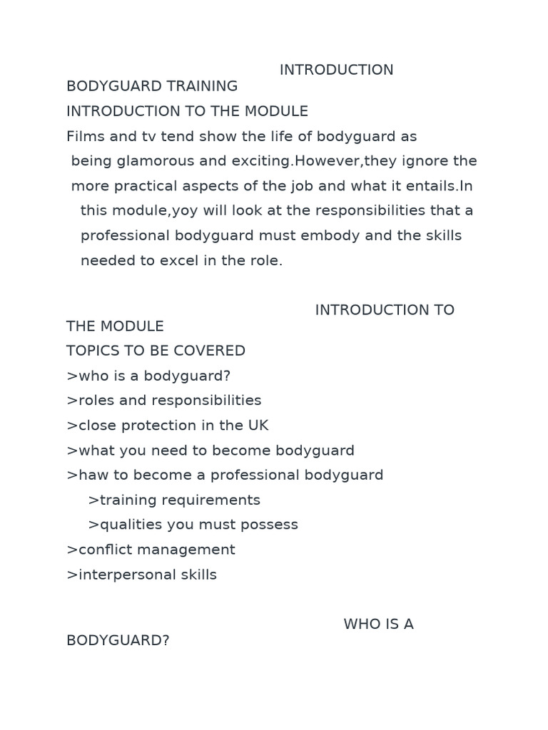 Bodyguard Training and Responsibilities | PDF