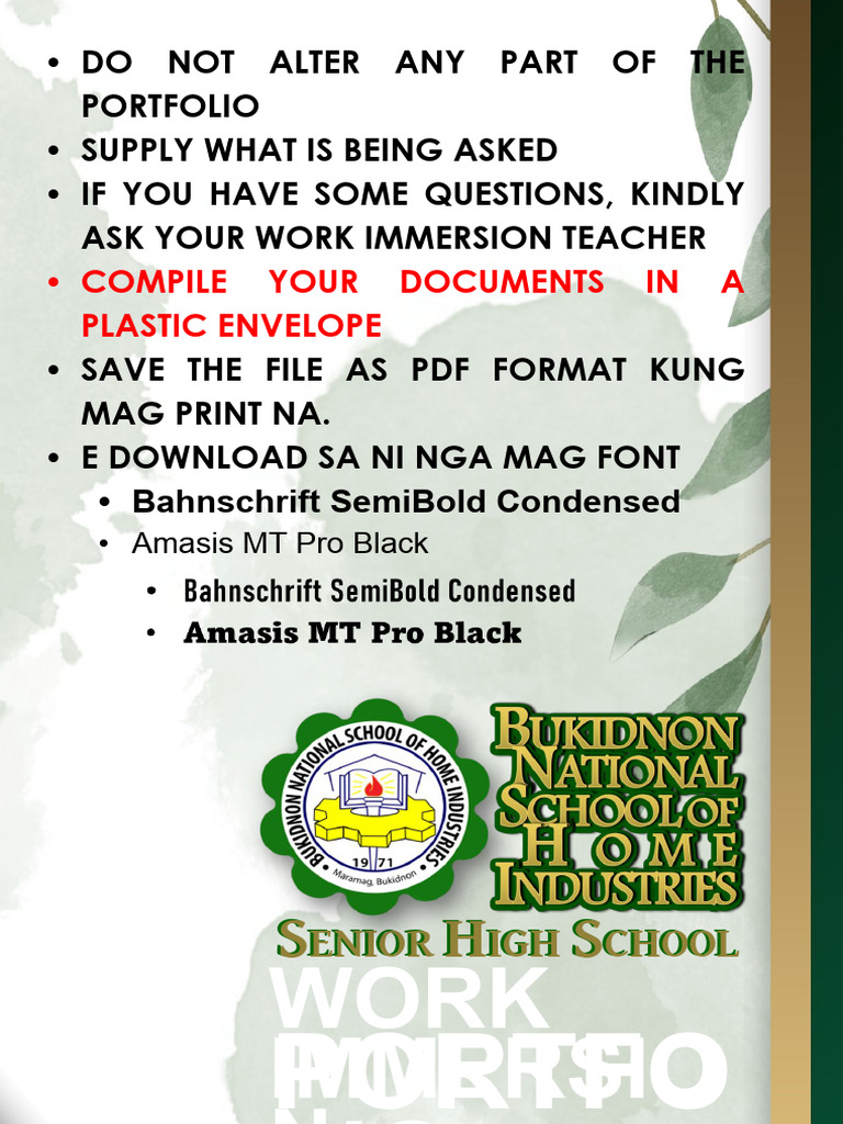 Final 2024 Humss Work Immersion Portfolio.pptx | PDF