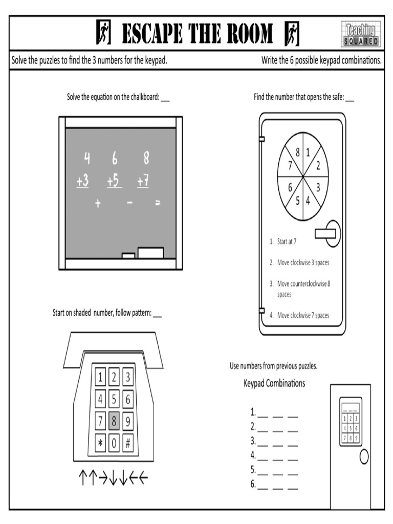 6 Escape The Room Worksheet Activity | PDF