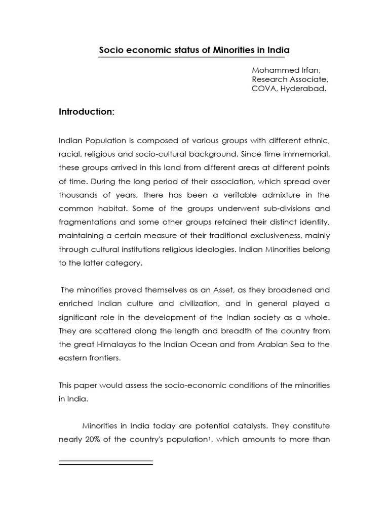 Socio-Economic Status of Indian Minorities | PDF