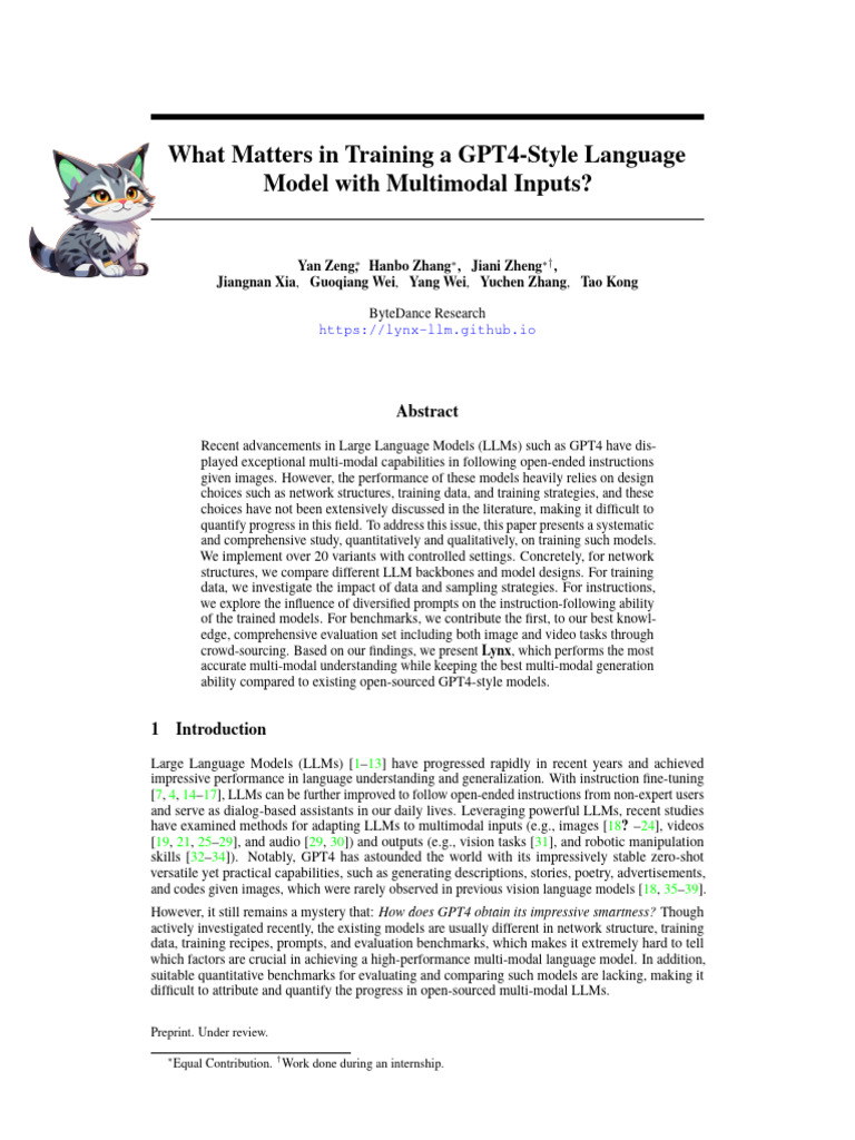 What Matters in Training A GPT4-Style Language Model With Multimodal ...