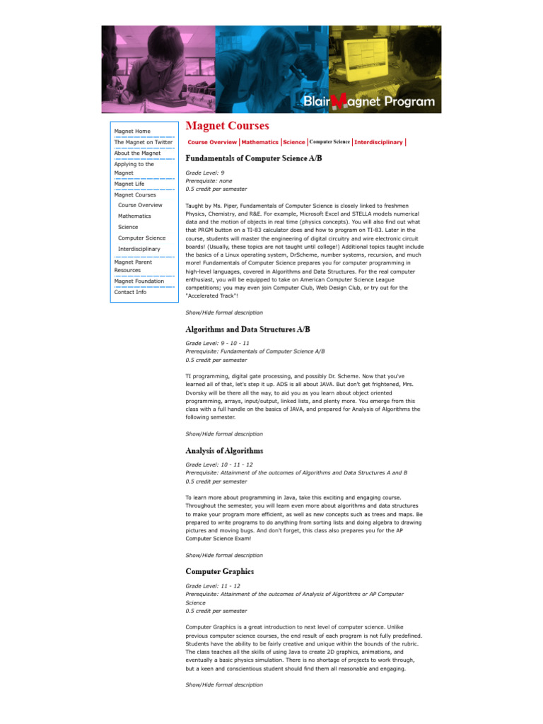 The Montgomery Blair High School Science, Mathematics, Computer Science Magnet3 | PDF ...