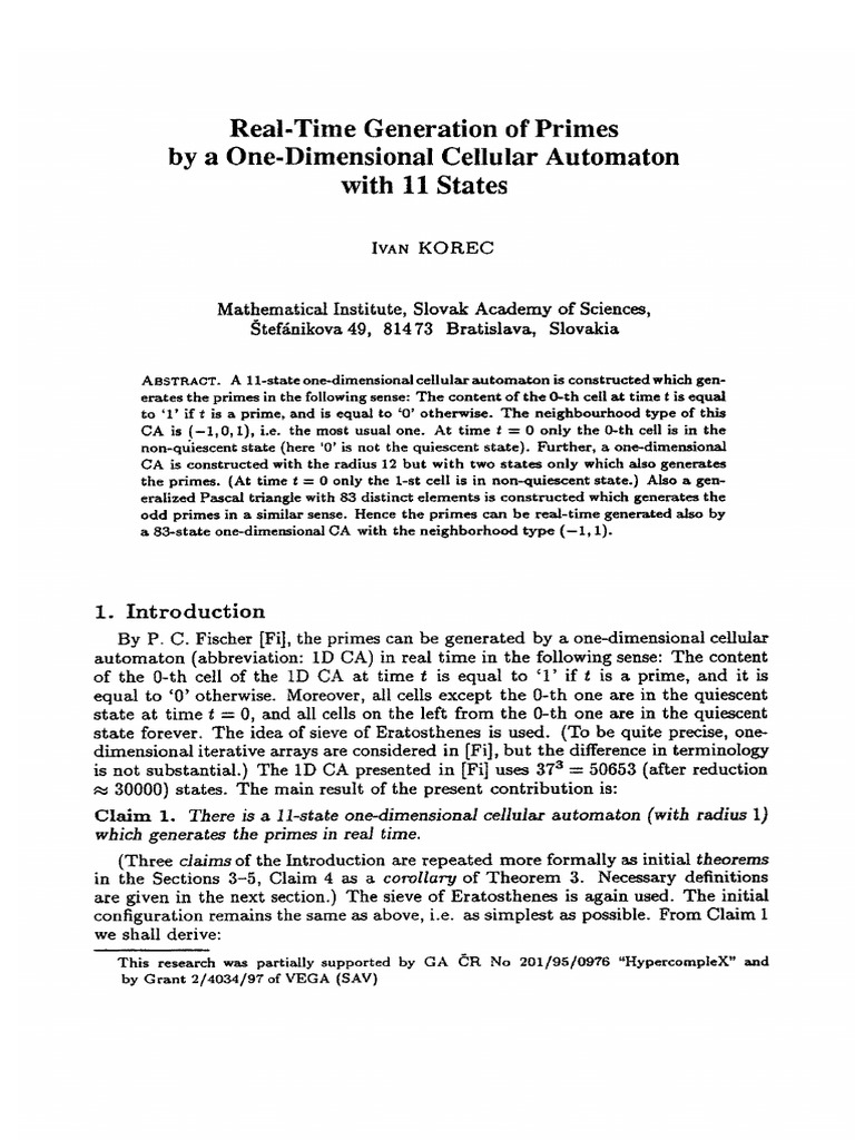 KOREC__Real Time Generation of Primes by One Dimensional Cellular ...