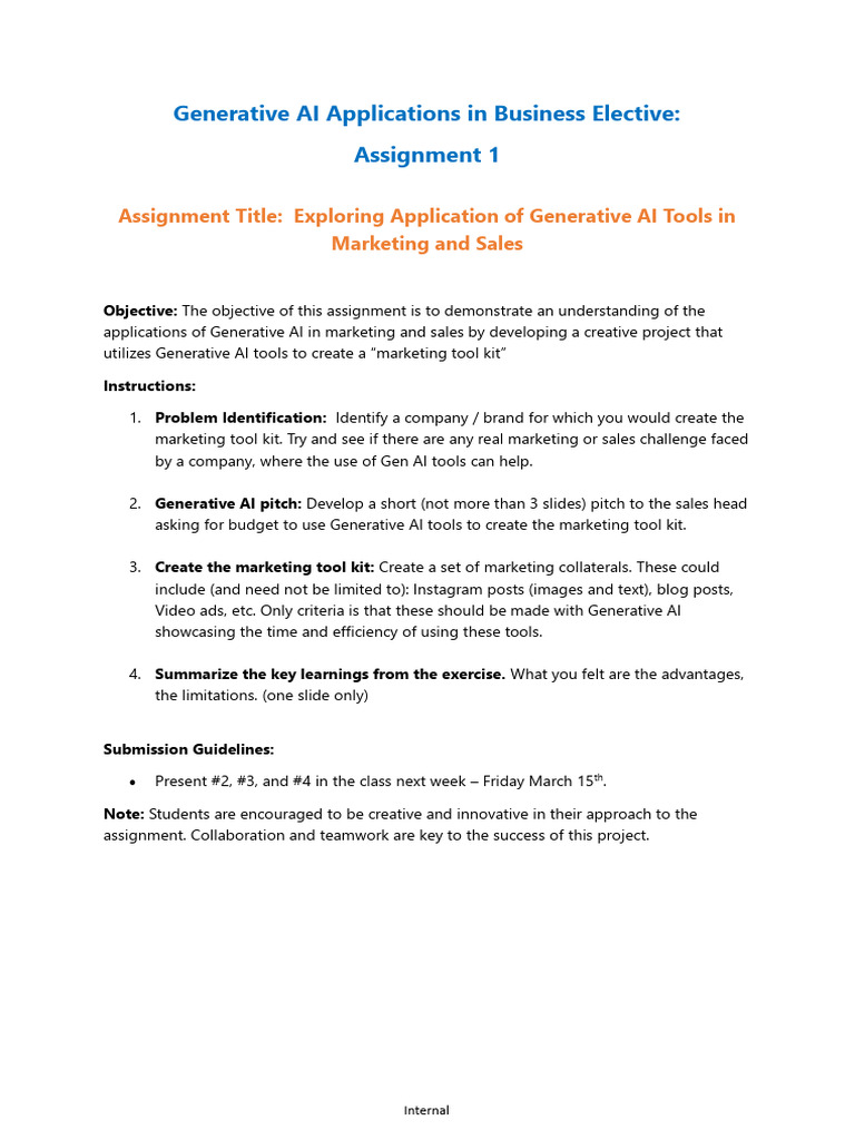 Generative AI Applications in Business - Assignment 1 | PDF