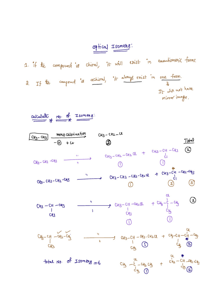 Extra Class Optical Isomerism | PDF | Chirality (Chemistry) | Isomer