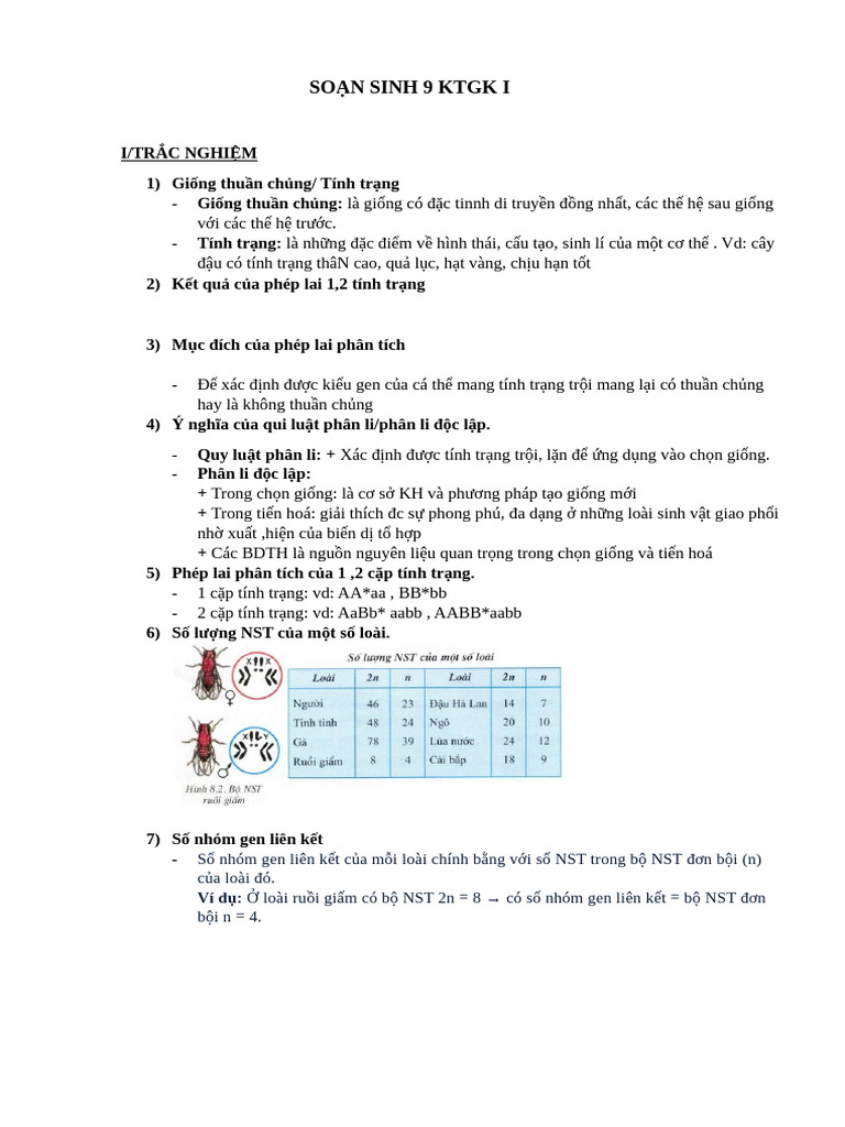 SOẠN SINH 9 KTGK I | PDF