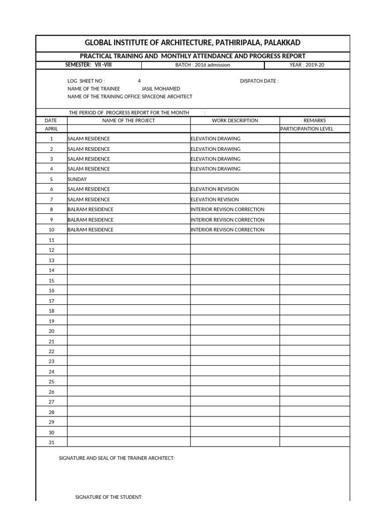 APRIL Log Sheet 05 | PDF