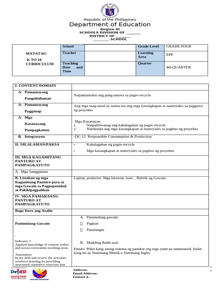 Lesson Plan Epp - Final | PDF