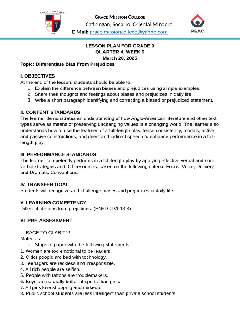 EFDT Learning Plan Diane | PDF | Bias | Prejudices