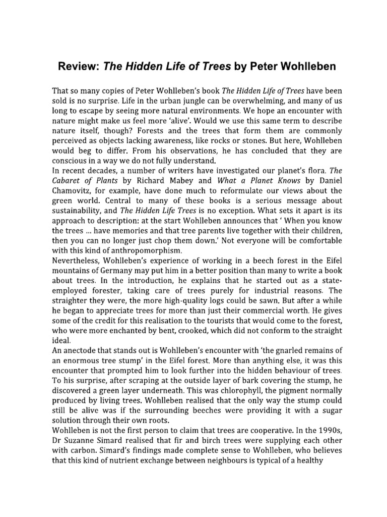 IELTS Reading Passage 3: Review - The Hidden Life of Trees by Peter ...