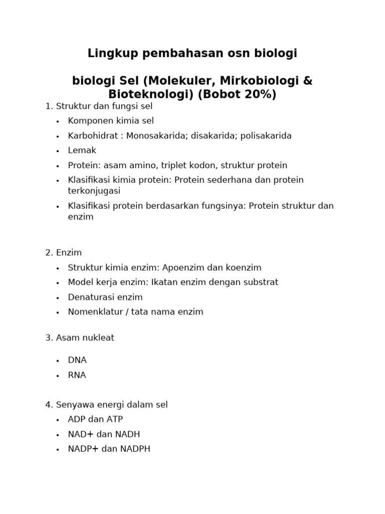 Silabus OSN Biologi SMA 2025 | PDF