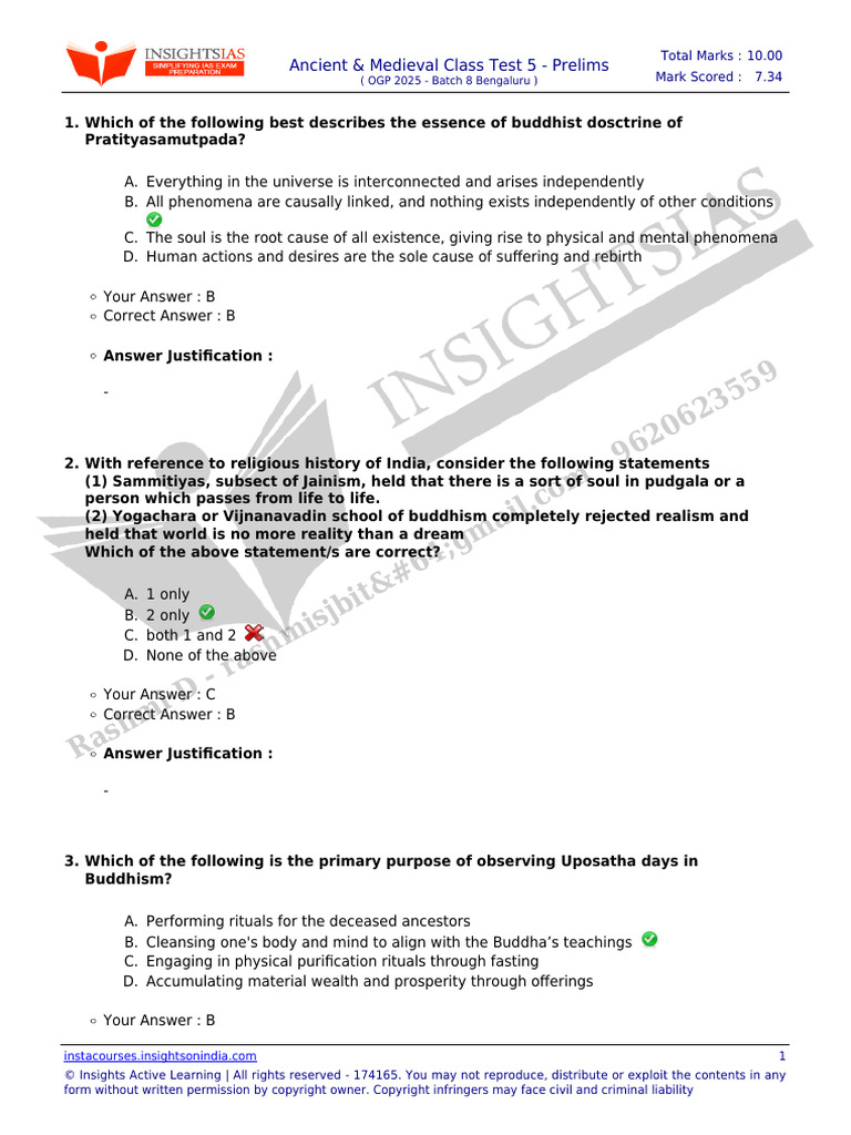 Ancient & Medieval Class Test 5 - Prelims-23-Mar-25 12-41-57 | PDF ...