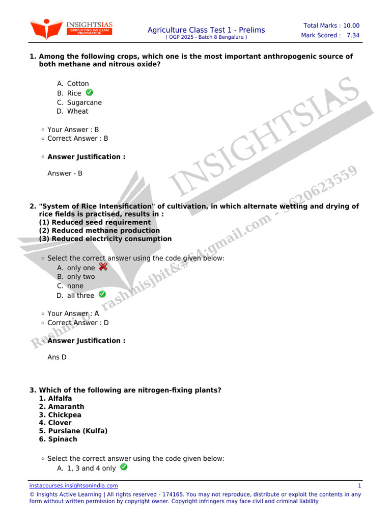 Agriculture Class Test 1 - Prelims-23-Mar-25 12-42-17 | PDF ...
