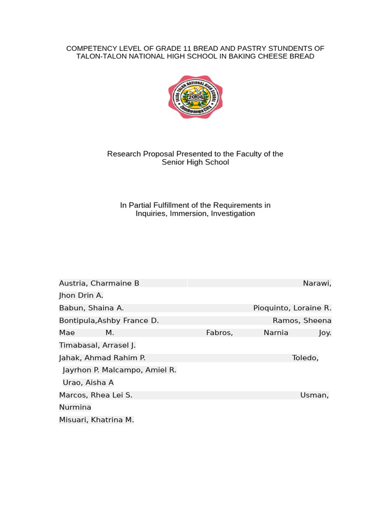 Competency Level Research | PDF | Baking | Cakes