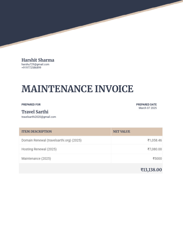 Maintenance Invoice 2025 | PDF