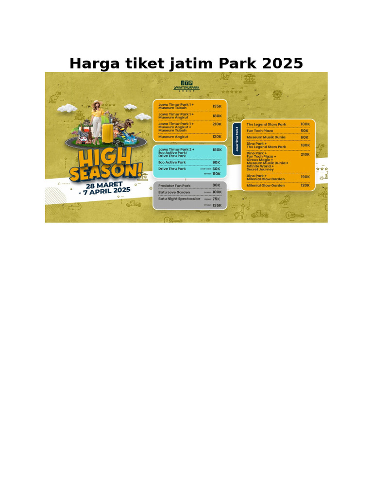 Harga tiket Jatim Park Group bulan idul fitri 2025 | PDF