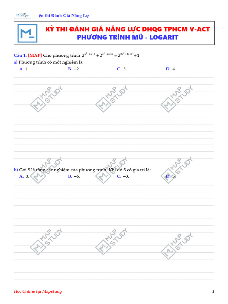 Tai Lieu Phuong Trinh Mu Phuong Trinh Logarit 1733582556050 | PDF