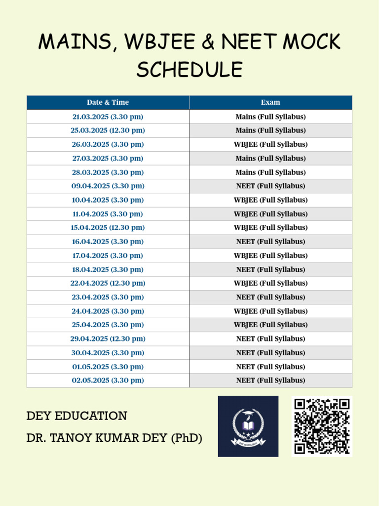 Competative Mock Schedule 2025 | PDF