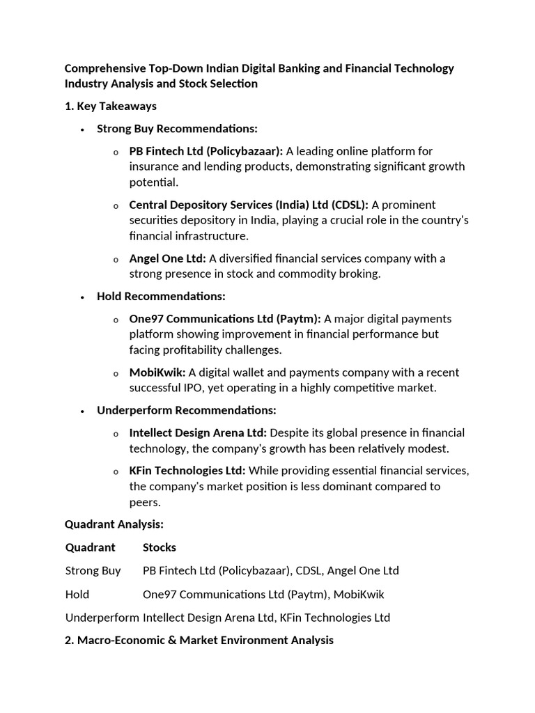 Digital Banking Sector Stocks | PDF | Investing | Reserve Bank Of India