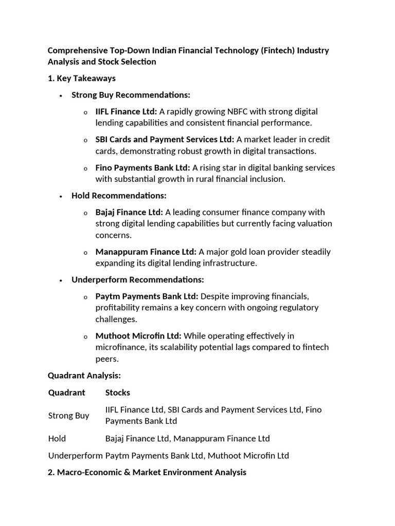 Fintech (Banking) Sector Stocks | PDF | Banks | Financial Inclusion