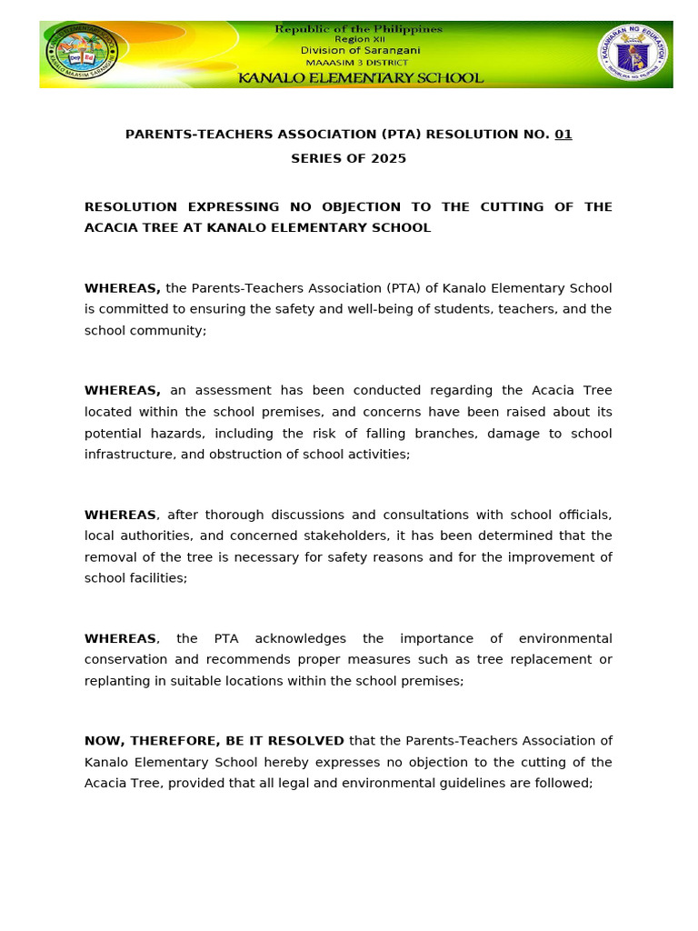 Pta Resolution 2025 | PDF