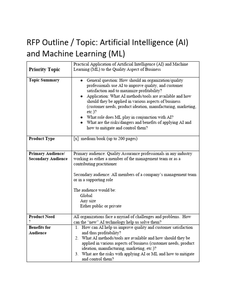 RFP - ArtificiaI Intel and Machine Learning FINAL - 12052024 | PDF ...