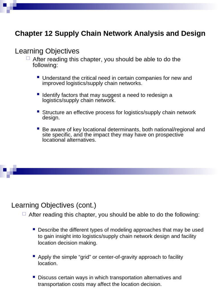 Coyle Chapter 12 Supply Chain Network Analysis and Design | PDF ...