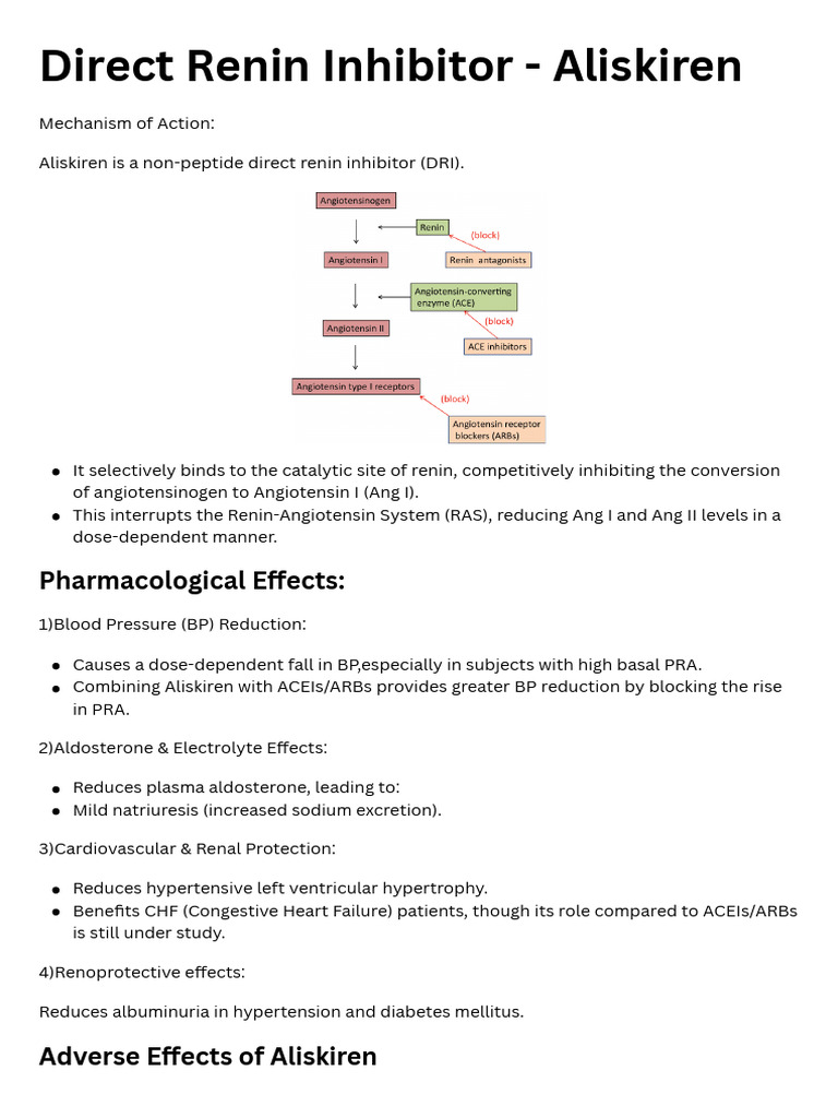 Direct Renin Inhibitor - Aliskiren - 20250313 - 061119 - 0000 | PDF