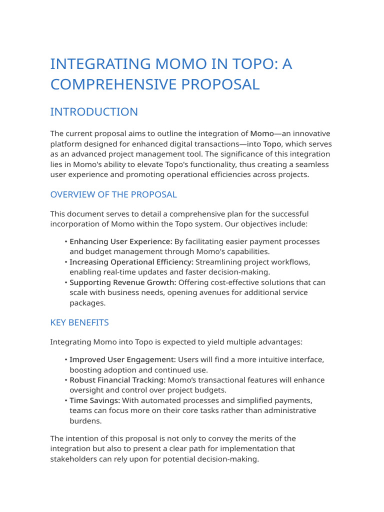 Integrating Momo in Topo_ A Comprehensive Proposal | PDF | Performance ...