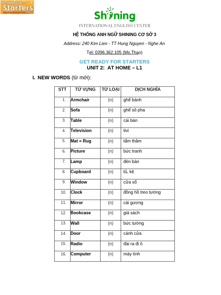 Unit 2 at Home L2 | PDF