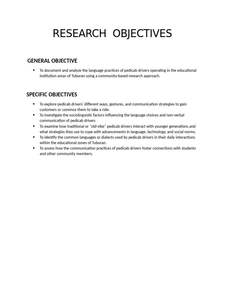 RESEARCH OBJECTIVES | PDF